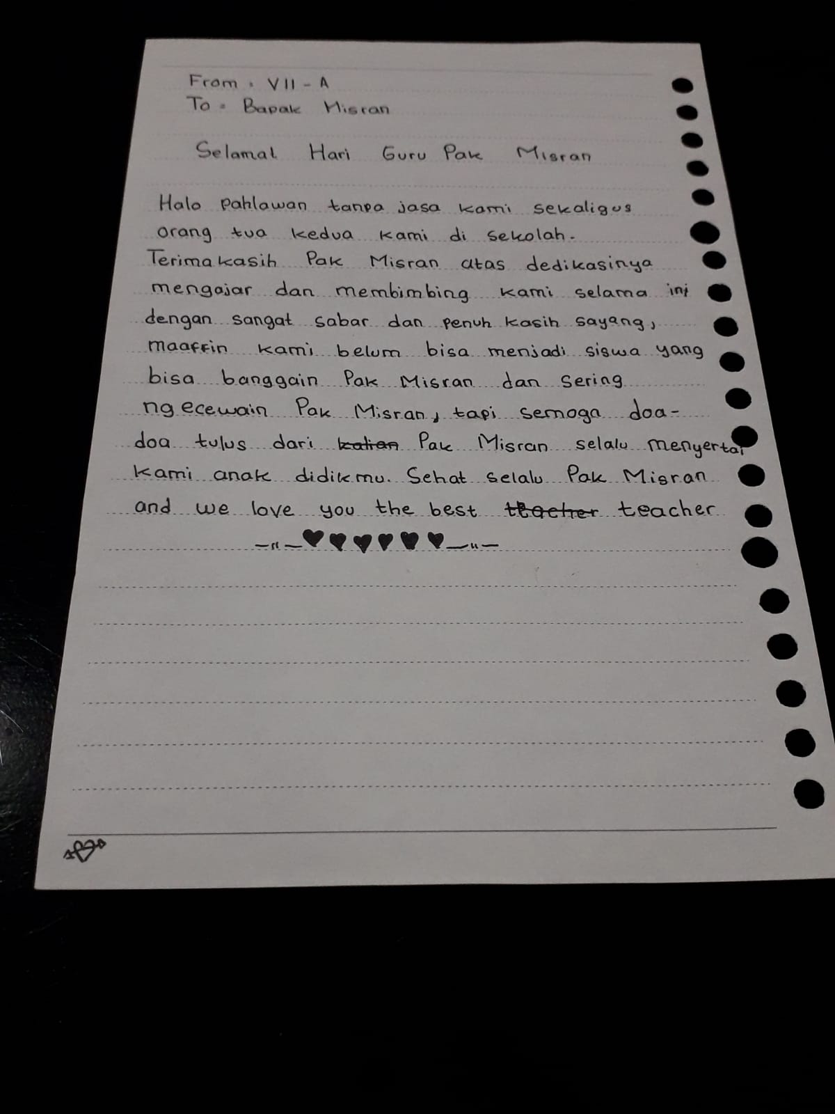Sepucuk Surat Untukku – Selamat Hari Guru Pak Misran – MASMISRAN.COM